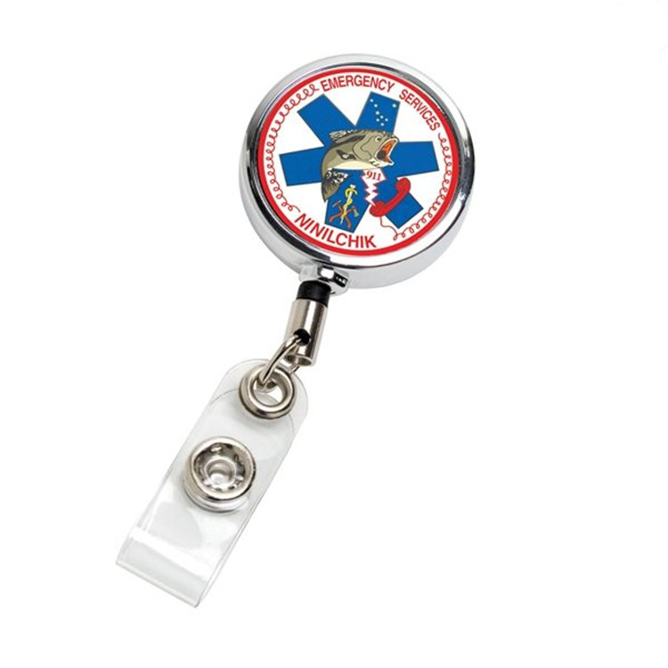 Round Chrome ID Pullers,Badge Reels