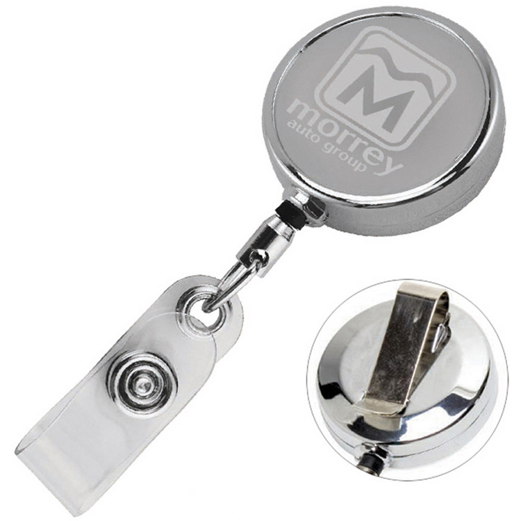 Round Chrome ID Pullers,Badge Reels